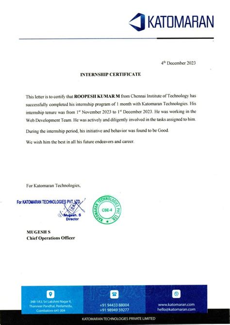 Roopesh Kumar M On Linkedin Internship Webdevelopment Careergrowth