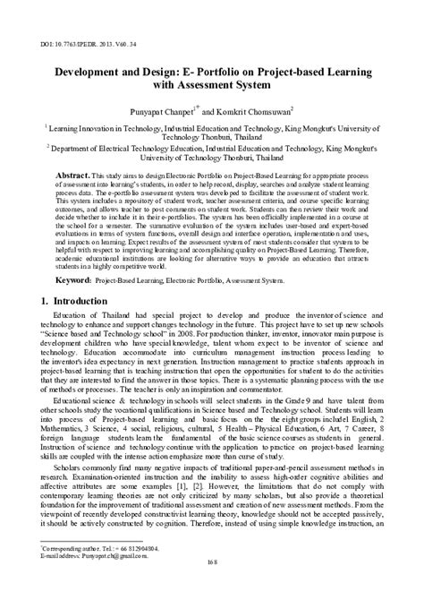 Pdf Online Project Based Learning And Formative Assessment Punyapat