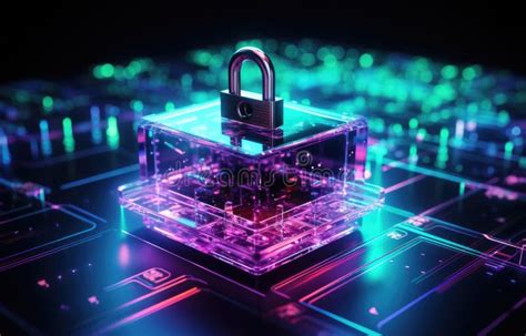 Digital Padlock Icon Cyber Security Network And Data Protection Technology On Virtual Interface