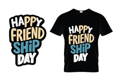 우정의 날 타이포그래피 T 셔츠 디자인 터 파일 프리미엄 Ai 생성 벡터