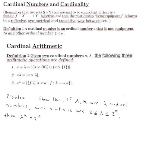 Solved Cardinal Numbers And Cardinality Remember That Two