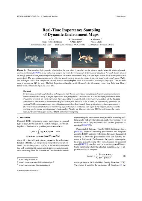 Pdf X Real Time Importance Sampling Of Dynamic Environment Maps