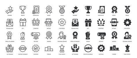 수상 보상 Triphy 메달 챔피언얇은 선 및 글리프 솔리드 아이콘 모음 편집 가능한 획과 투명한 배경에 격리된 완벽한 픽셀 1에 대한 스톡 벡터 아트 및 기타 이미지