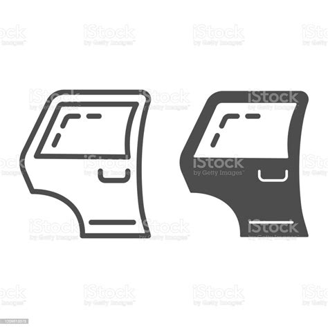 자동차 문 라인과 문말 아이콘입니다 흰색으로 격리된 자동차 측문 벡터 그림입니다 자동차 부품 개요 스타일 디자인 웹 및 응용