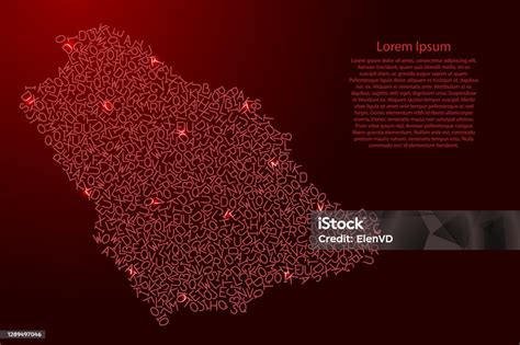 붉은 패턴 라틴 어 알파벳 흩어진 문자와 빛나는 공간 별 격자에서 사우디 아라비아지도 벡터 그림입니다 0명에 대한 스톡 벡터 아트 및 기타 이미지 Istock