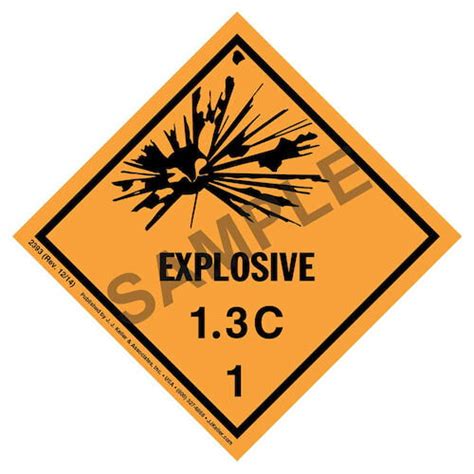 Explosives Label Class 1 Division 1 3c Paper