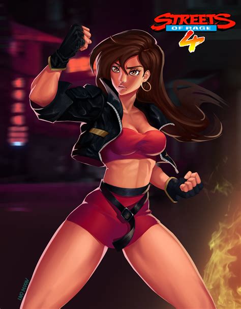 Blaze Fielding Sega Streets Of Rage Streets Of Rage 4 Highres 1girl Angry Belt Black