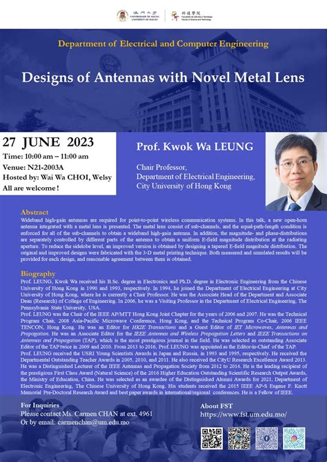 Designs Of Antennas With Novel Metal Lens Prof Kwok Wa Leung From City