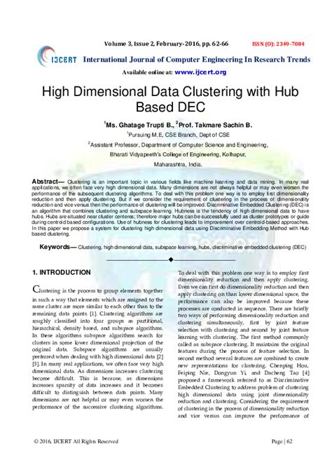 Pdf High Dimensional Data Clustering With Hub Based Dec