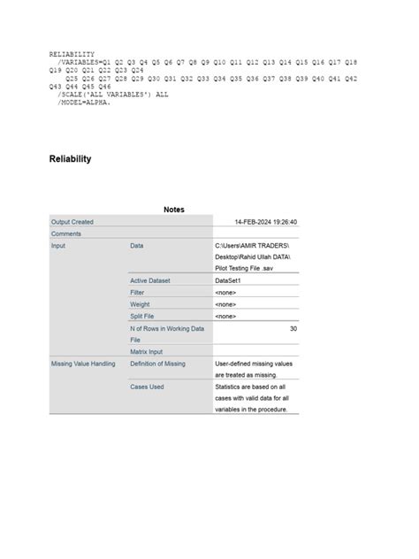 Pilot Alpha Value Pdf Computing Statistics