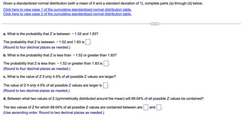 Solved Cumulative Standardized Normal Distribution Tab