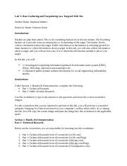 UnitII Lab AssignmentWorksheet Docx Lab Data Gathering And Footprinting On A Targeted Web