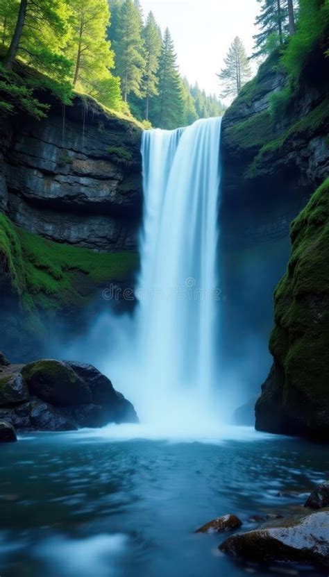 Stunning Blue Ridge Waterfall Silky Smooth Water Dramatic Motion Blur
