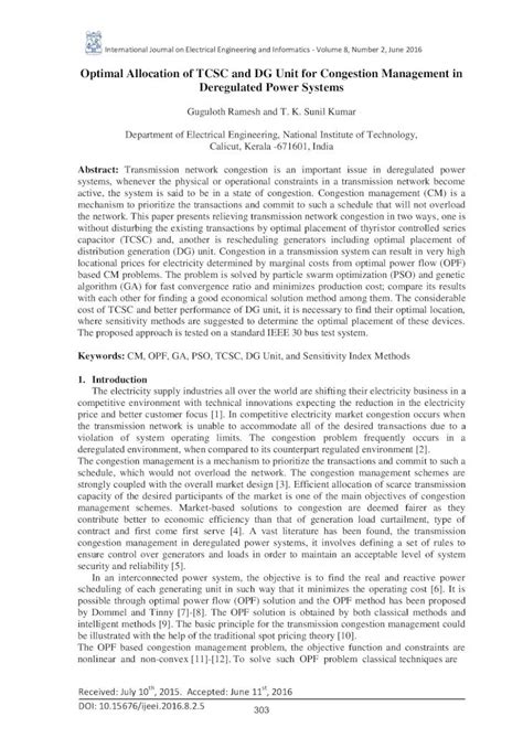 Pdf Optimal Allocation Of Tcsc And Dg Unit For Congestion · Ieee