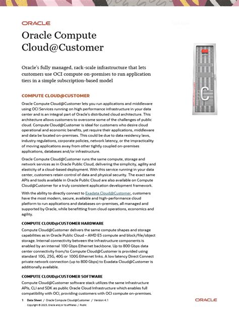 Oracle Cloud Customer Data Sheet Pdf Cloud Computing Solid State Drive