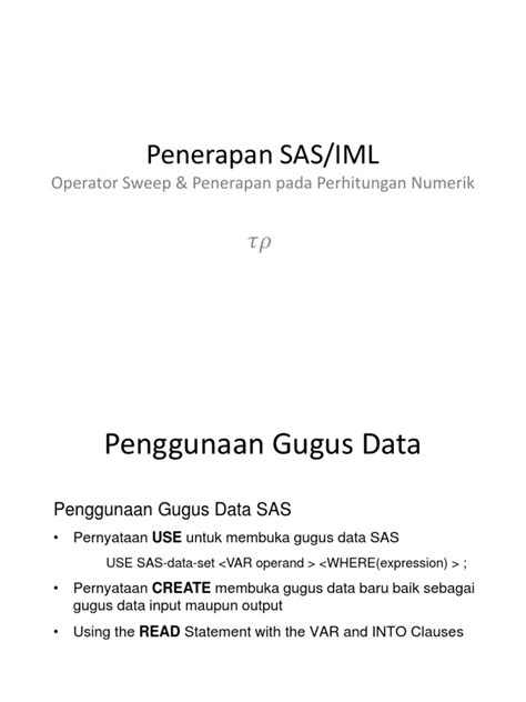 05 06 Penerapan Sas Iml Sweep And Numerik Pdf Statistics Applied