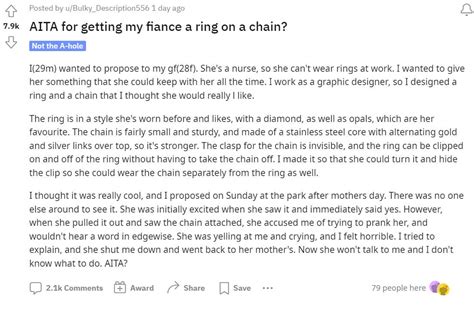 Man Asks If He S Wrong For Making His Fiancee An Engagement Ring On A Keychain So She Could Wear