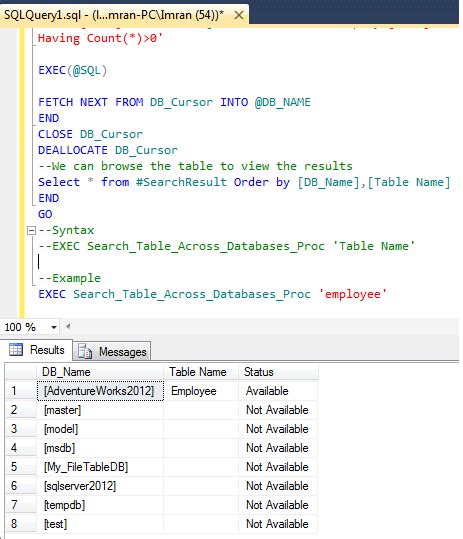 SQL SERVER Find Tables Across The Databases SQL Server Portal