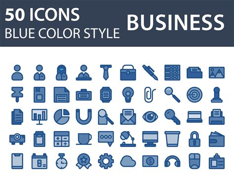 Set Of Business Icon In Blue Outline Color Style Isolated On White Background For Your Web Site