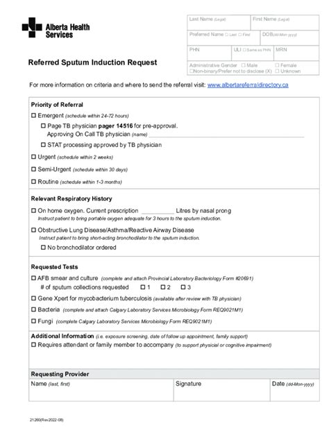 Fillable Online Referred Sputum Induction Request Fax Email Print