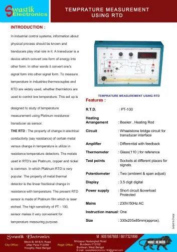 Analog RTD Trainer Kit For Laboratory Experiment Model Name Number