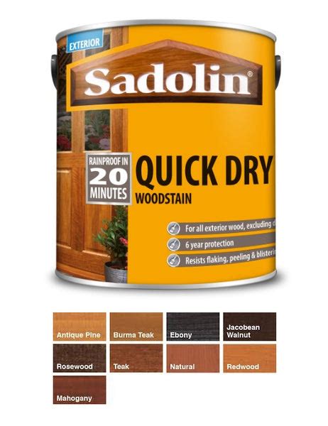 Sadolin Quick Dry Woodstain All Colours All Sizes Diy Direct