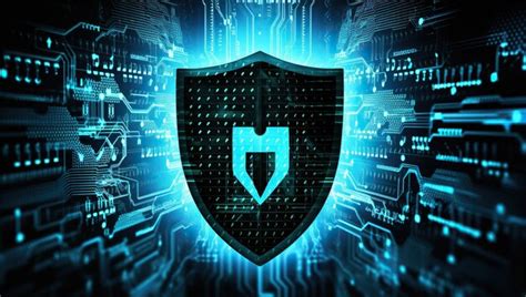 A Digital Shield With Protection Symbols Against A Blue Network Background Symbolizing