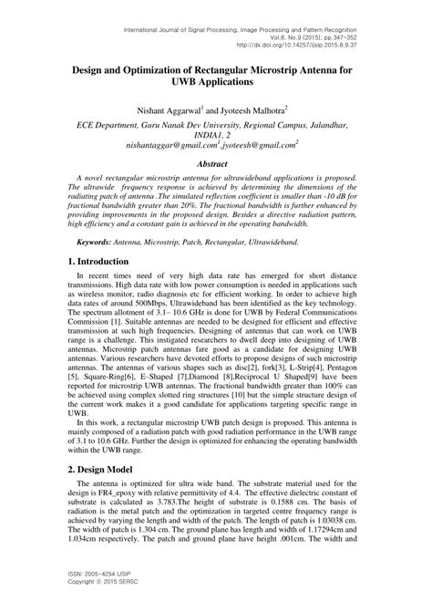 Pdf Design And Optimization Of Rectangular Microstrip Antenna For Uwb Applications