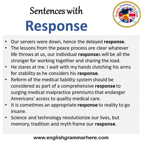 Sentences With Response Response In A Sentence In English Sentences For Response English