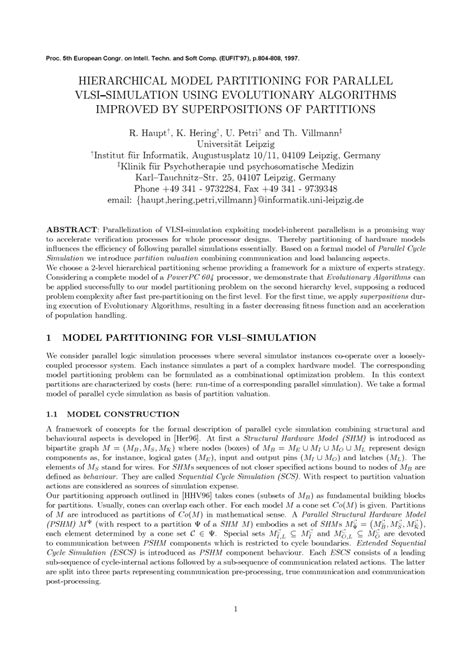 Pdf Hierarchical Model Partitioning For Parallel Vlsi Simulation