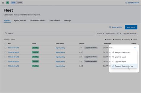 Fleet Add Workflow For Requesting And Downloading Agent Diagnostics From Fleet Ui · Issue