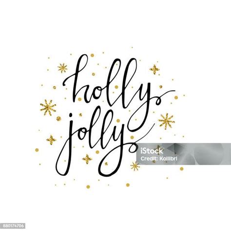홀리 졸리 크리스마스 카드입니다 현대 서 예 글자입니다 인사말 카드 포스터 배너 및 전단지에 대 한 벡터 일러스트 12월에 대한 스톡 벡터 아트 및 기타 이미지 Istock
