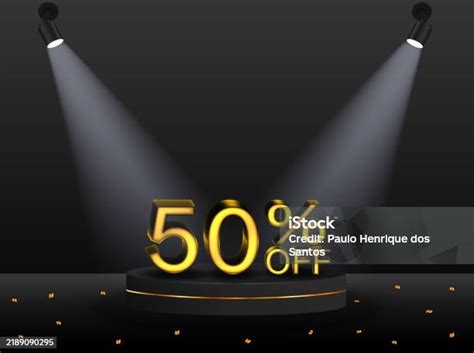 50 할인 할인 장식적인 물건 황금 색종이 조각 연단과 3d 판매 기호 판매 배너 및 포스터 벡터 일러스트 레이 션 0명에 대한 스톡 벡터 아트 및 기타 이미지 Istock