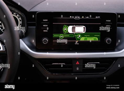 Line Side And Front View Road Assistant In A Car Dashboard September