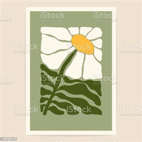 추상적인 데이지 꽃 포스터 최소한의 꽃무늬 순진한 아트 프린트 Matisse에서 영감을 받은 식물 벽 장식 벡터 그림 0명에