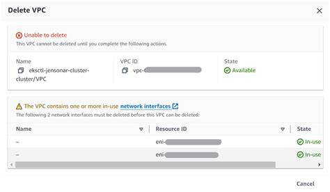 Why Am I Unable To Delete My Vpc Network Inteface Subnets And