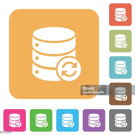 Syncronize Database Rounded Square Flat Icons Stock Illustration Download Image Now Applying