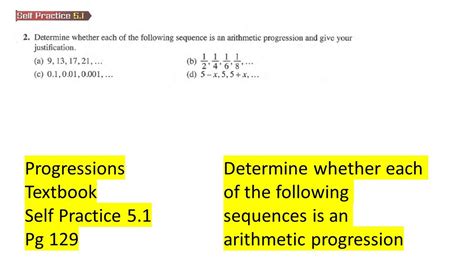 Progressions Self Practice 51 Q2 Determine Whether Following Sequences