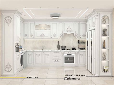 طراحی آشپزخانه کلاسیک سفید گروه طراحی پلنرس طراحی انواع فضاهای داخلی و نما
