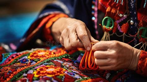 Woman Engaged In Embroidery Stock Illustration Illustration Of