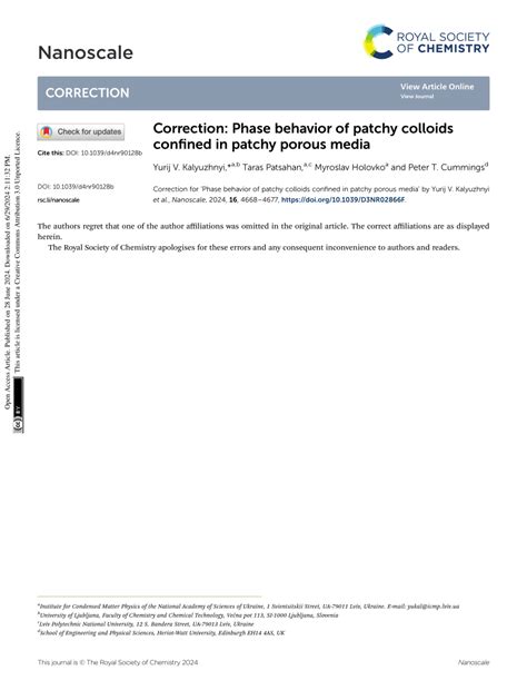 Pdf Correction Phase Behavior Of Patchy Colloids Confined In Patchy