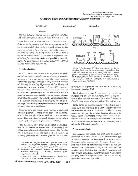 pdf geometry based part grouping for assembly planning