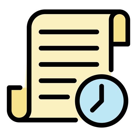 Document And Clock Icon Color Outline Vector Vector Art At Vecteezy