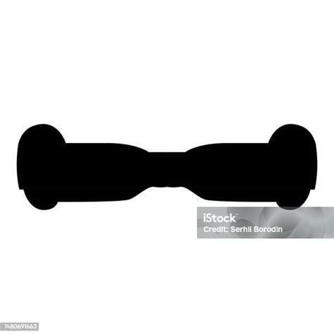 자이로 보드 스쿠터 호버 보드 두 바퀴 전기 자기 균형 에코 아이콘 블랙 컬러 벡터 일러스트 이미지 평면 스타일 Hoverboard에 대한 스톡 벡터 아트 및 기타 이미지