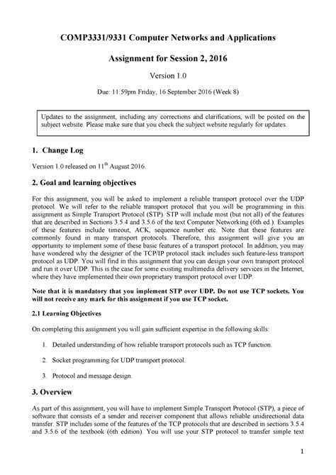 Assignment 1 Comp33319331 Computer Networks And Applications