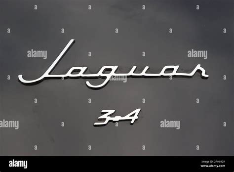 Chrome Script Badge On The Boot Lid Of A 1957 Jaguar 3 4 Litre Mk I