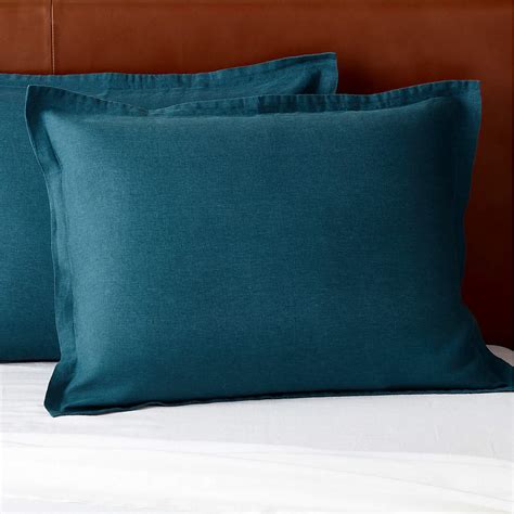 European Flax Certified Linen Dark Teal Euro Pillow Shams Set Of 2