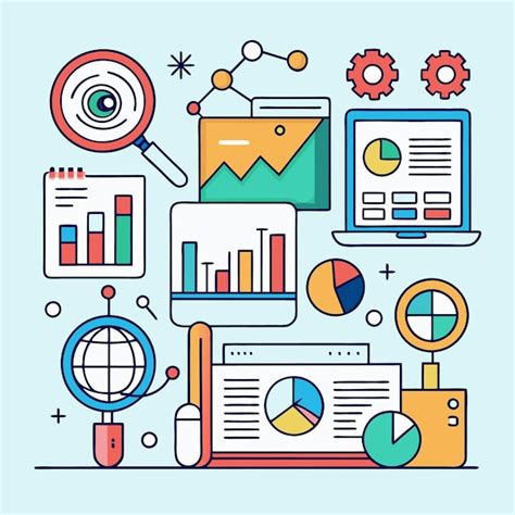 Colorful Line Art Illustration Of Business Analytics Charts And Graphs Premium Ai Generated Vector