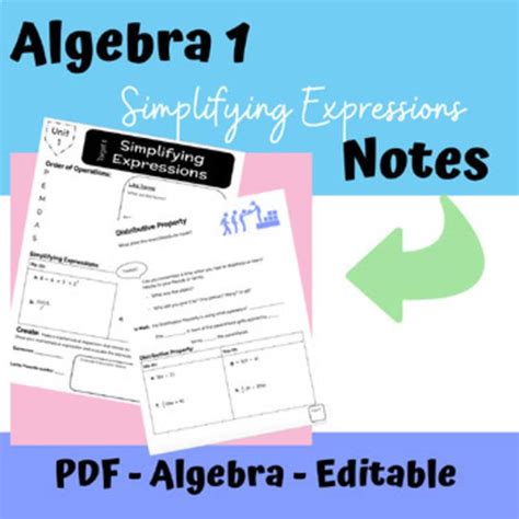 Simplifying Expressions Guided Notes Guided Notes Editable Tpt