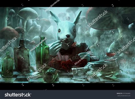 White Rabbit Illustration Book Alice Wonderland Stock Illustration